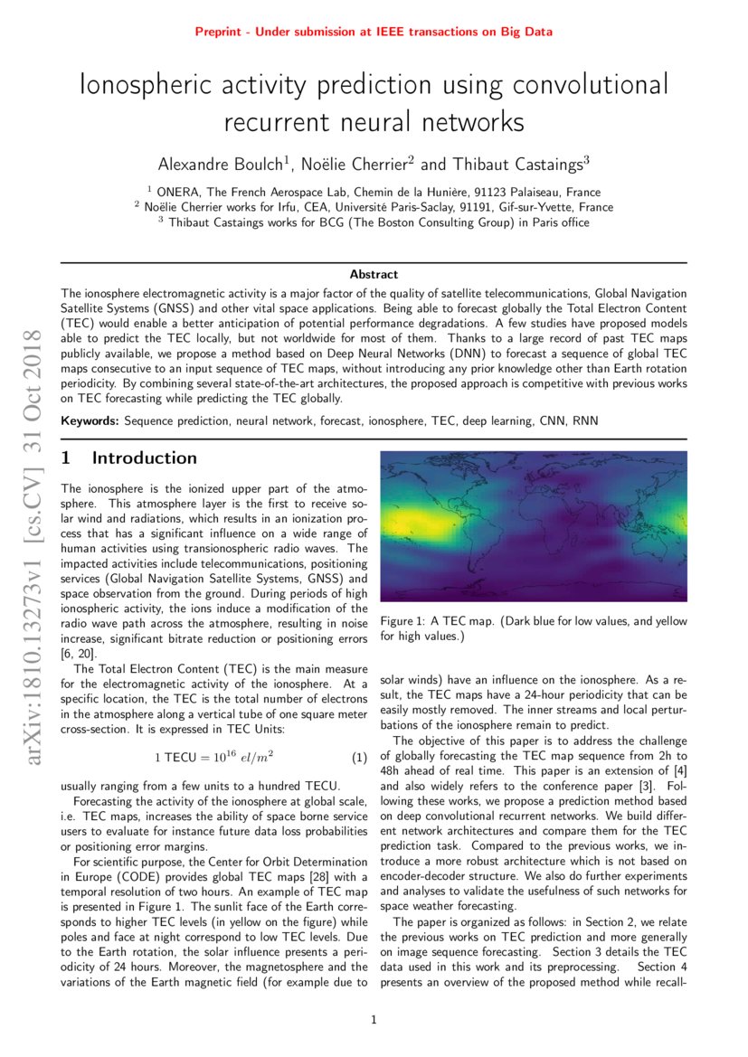Ionospheric activity prediction using convolutional recurrent neural ... Ionospheric activity prediction using convolutional recurrent neural ...