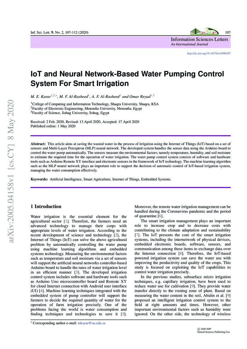 IoT and Neural Network-Based Water Pumping Control System For Smart ...