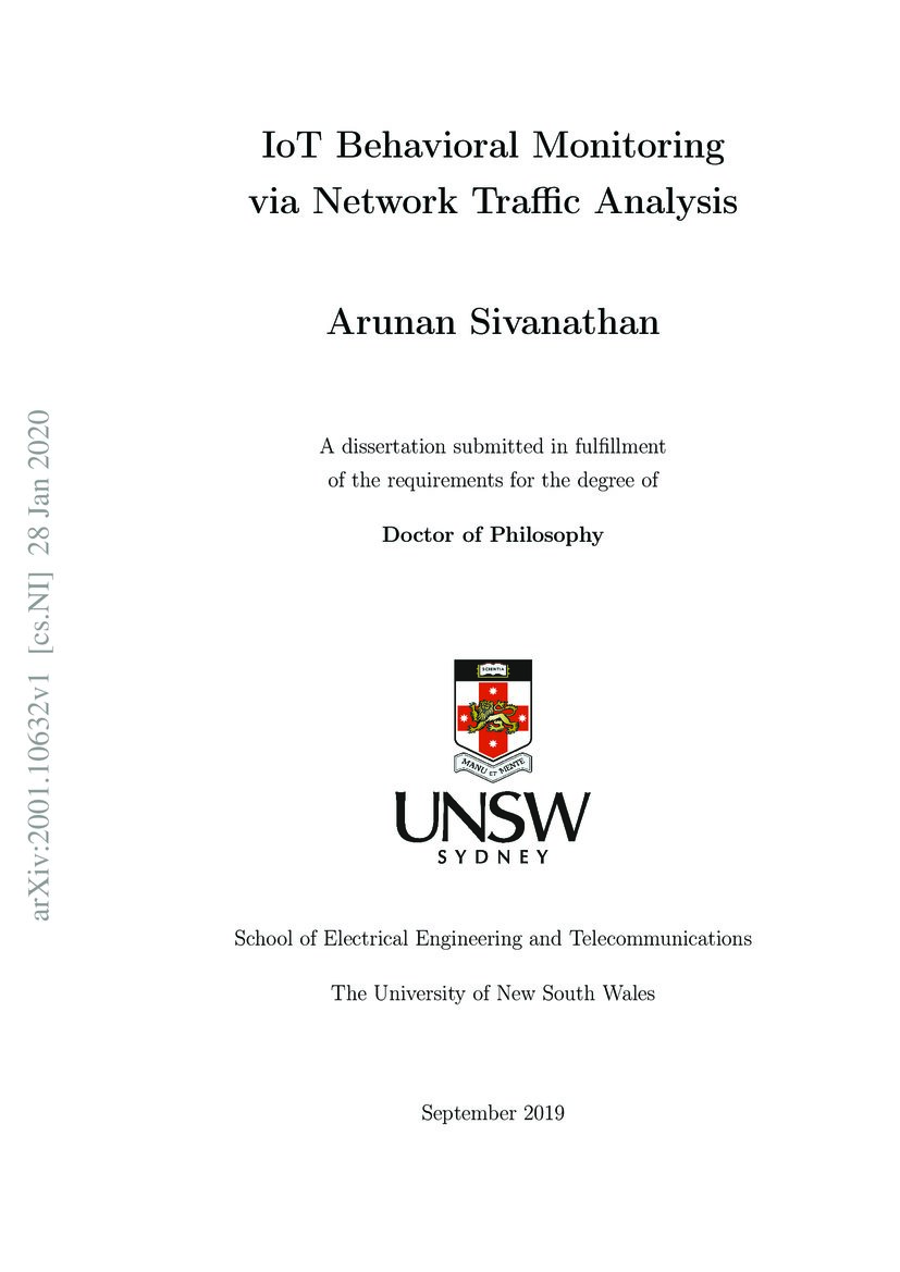 IoT Behavioral Monitoring via Network Traffic Analysis | DeepAI
