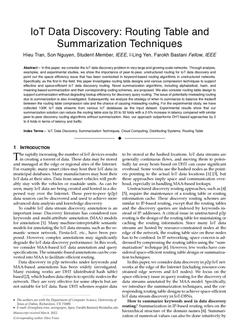 IoT Data Discovery: Routing Table and Summarization Techniques | DeepAI