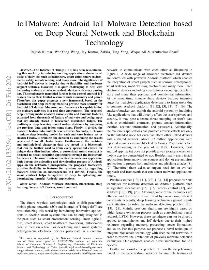 Iotmalware Android Iot Malware Detection Based On Deep Neural Network