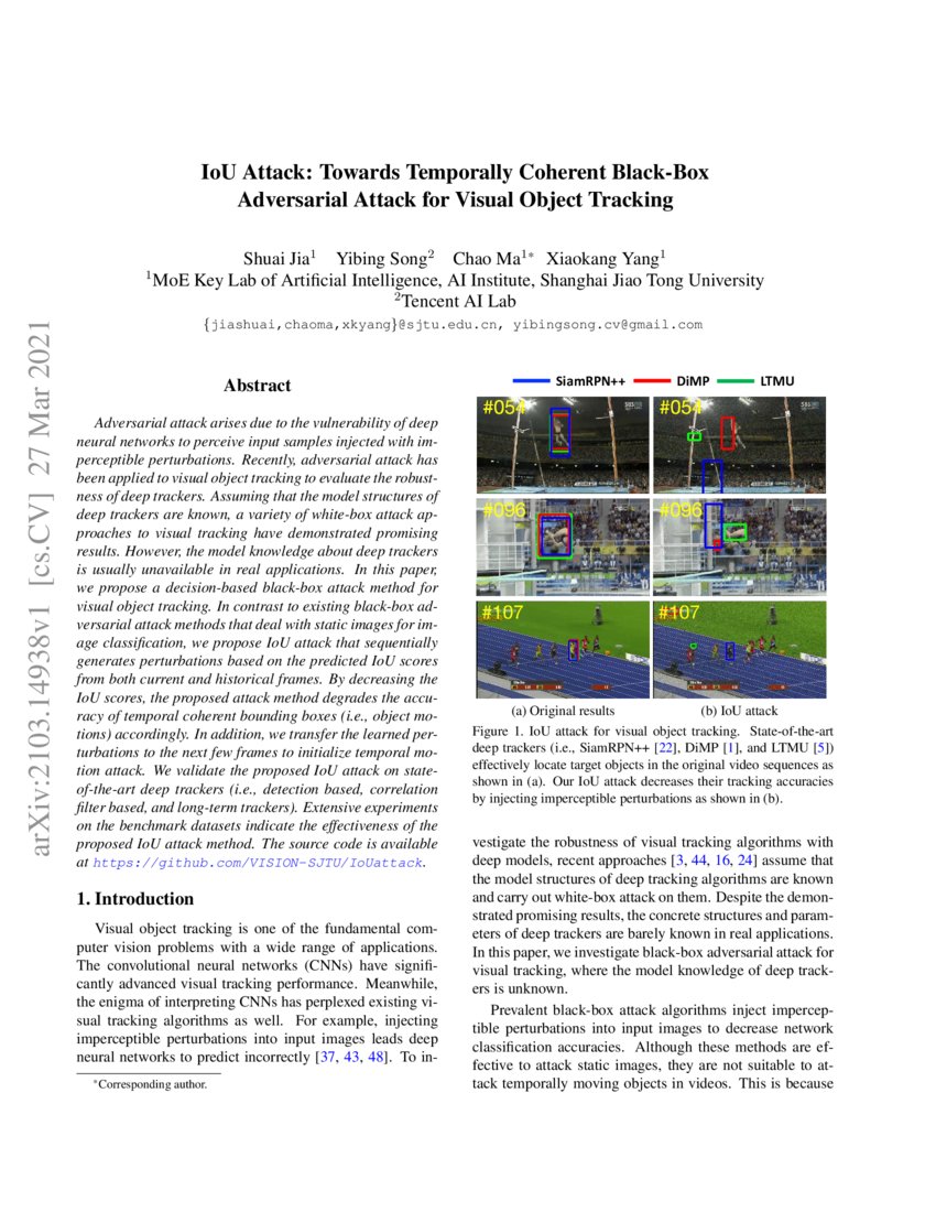 IoU Attack: Towards Temporally Coherent Black-Box Adversarial Attack for Visual Object Tracking ...