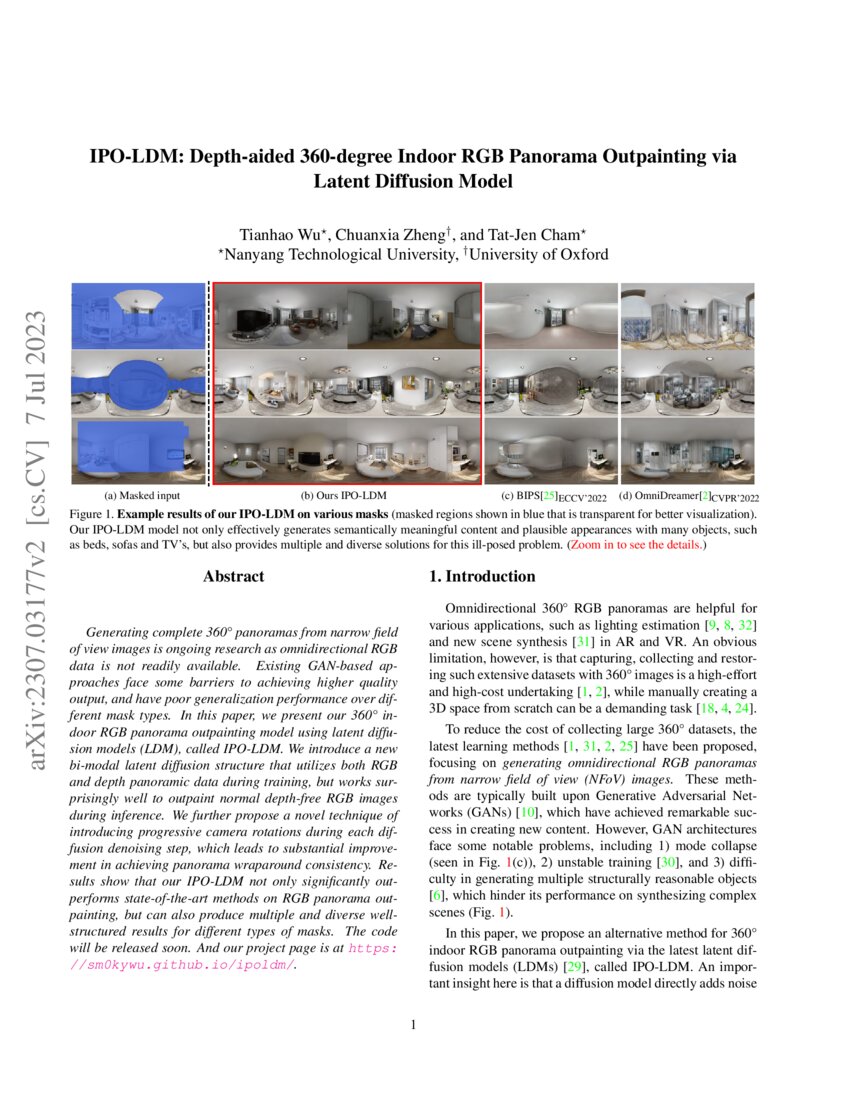 IPO-LDM: Depth-aided 360-degree Indoor RGB Panorama Outpainting via ...