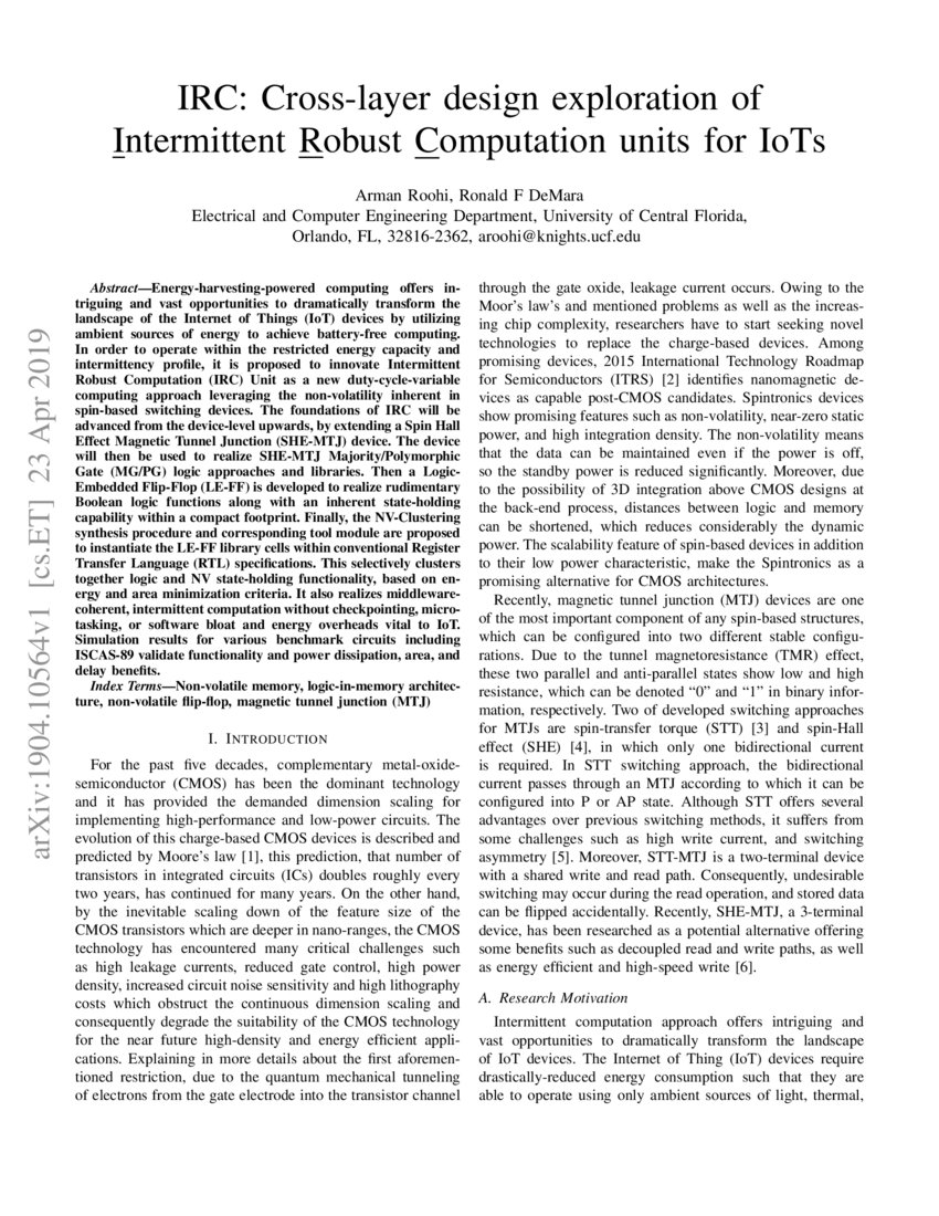 IRC: Cross-layer design exploration of Intermittent Robust Computation ...