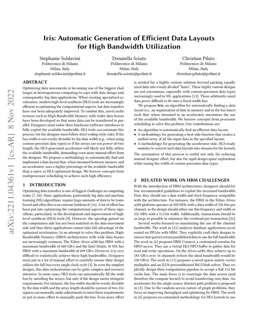 Iris Automatic Generation Of Efficient Data Layouts For High Bandwidth Utilization Deepai