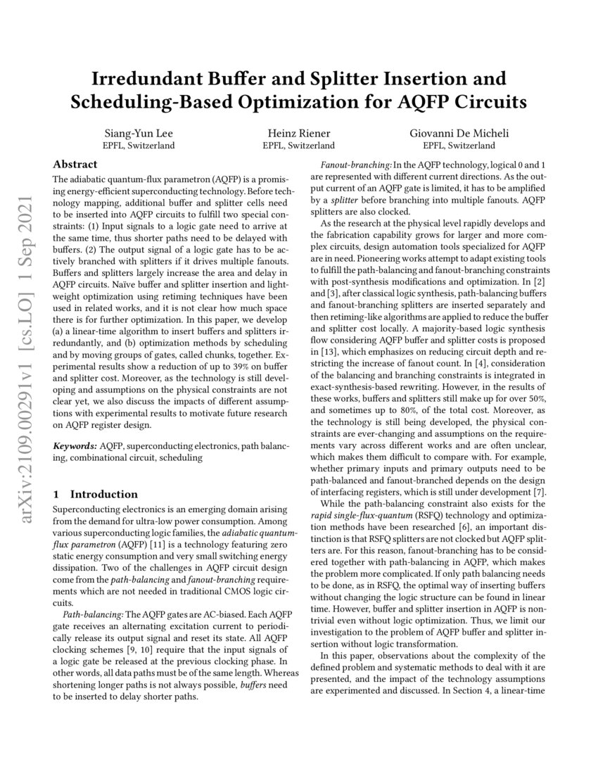 Irredundant Buffer And Splitter Insertion And Scheduling Based Optimization For Aqfp Circuits 9983