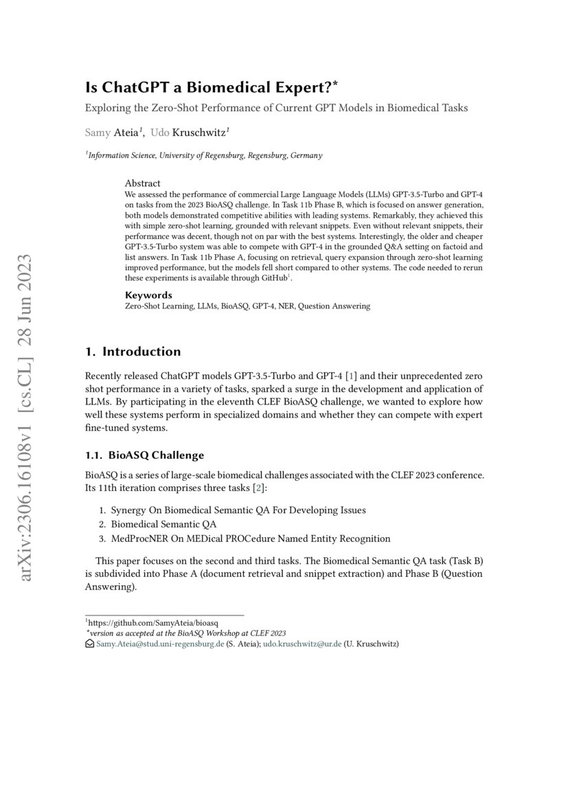 Is ChatGPT a Biomedical Expert? – Exploring the Zero-Shot Performance of Current GPT Models in ...