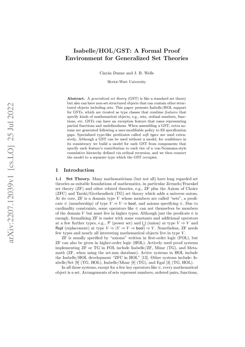 Isabelle/HOL/GST: A Formal Proof Environment for Generalized Set Theories | DeepAI