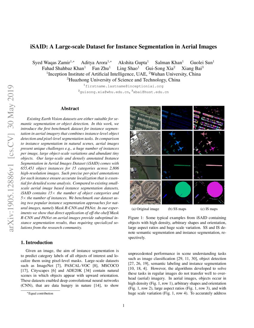 Isaid A Large Scale Dataset For Instance Segmentation In Aerial Images Deepai
