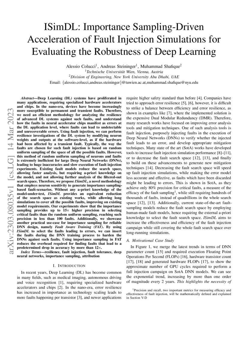 ISimDL: Importance Sampling-Driven Acceleration of Fault Injection Simulations for Evaluating ...