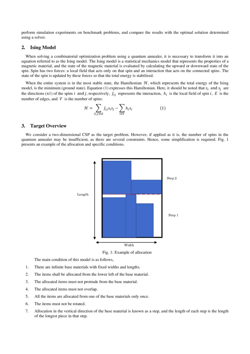 Ising formulations for two-dimensional cutting stock problem with setup cost | DeepAI