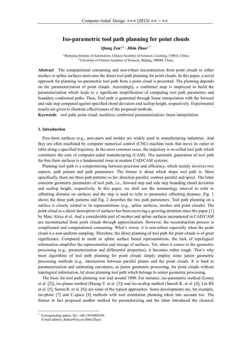 Iso-parametric tool path planning for point clouds | DeepAI