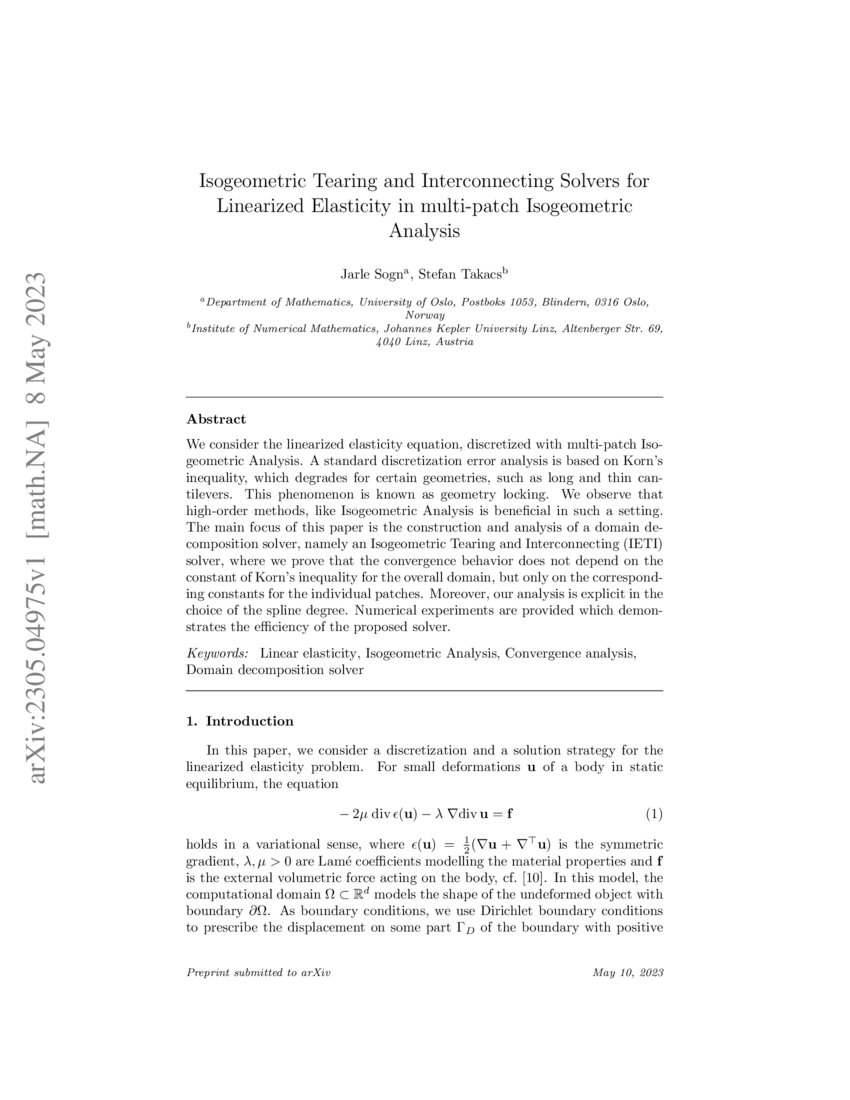 Isogeometric Tearing and Interconnecting Solvers for Linearized Elasticity in multi-patch ...