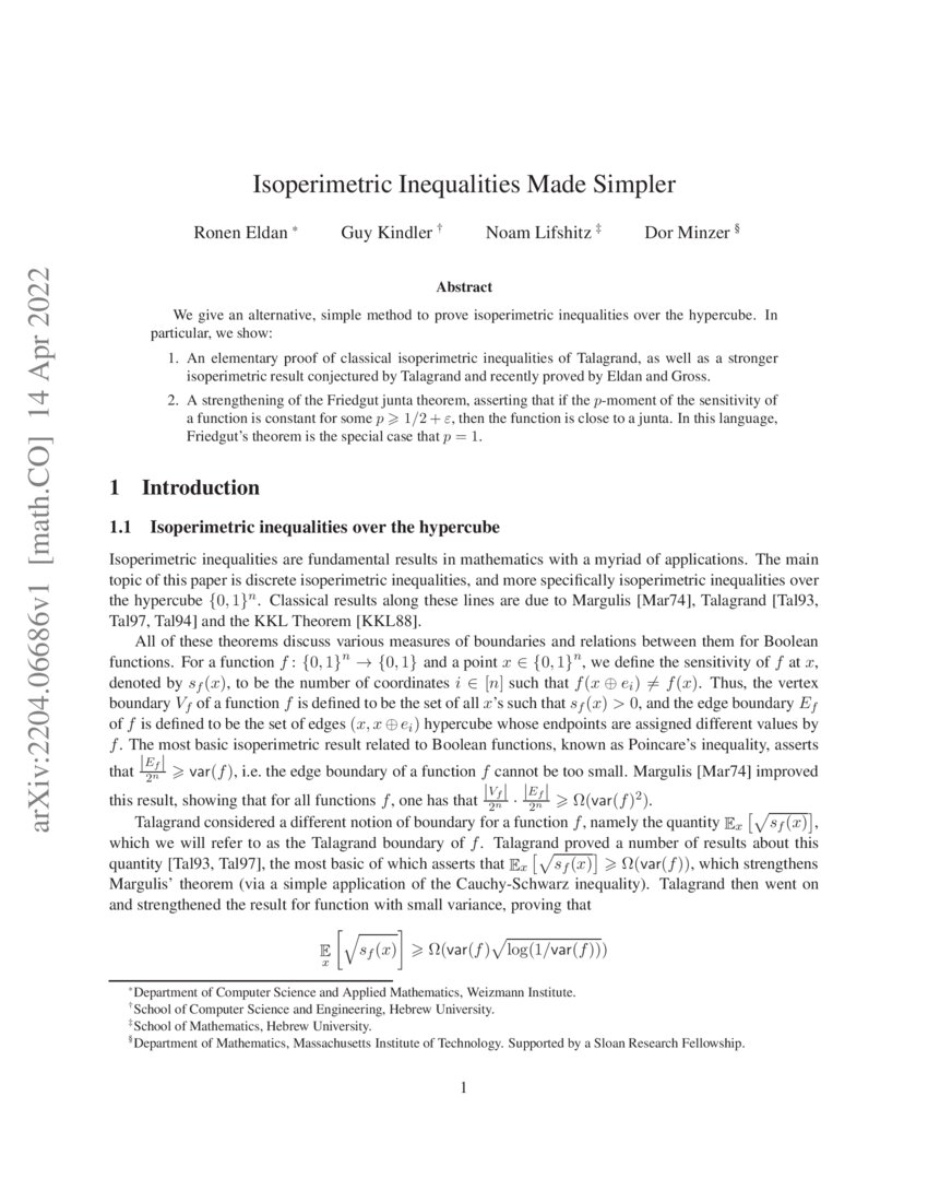 Isoperimetric Inequalities Made Simpler | DeepAI Isoperimetric Inequalities Made Simpler | DeepAI