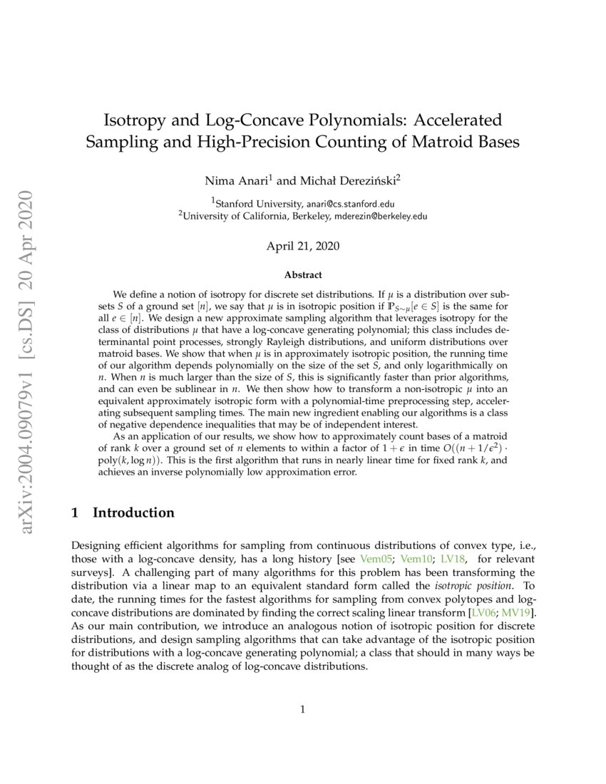 Isotropy And Log Concave Polynomials Accelerated Sampling And High Precision Counting Of 9468