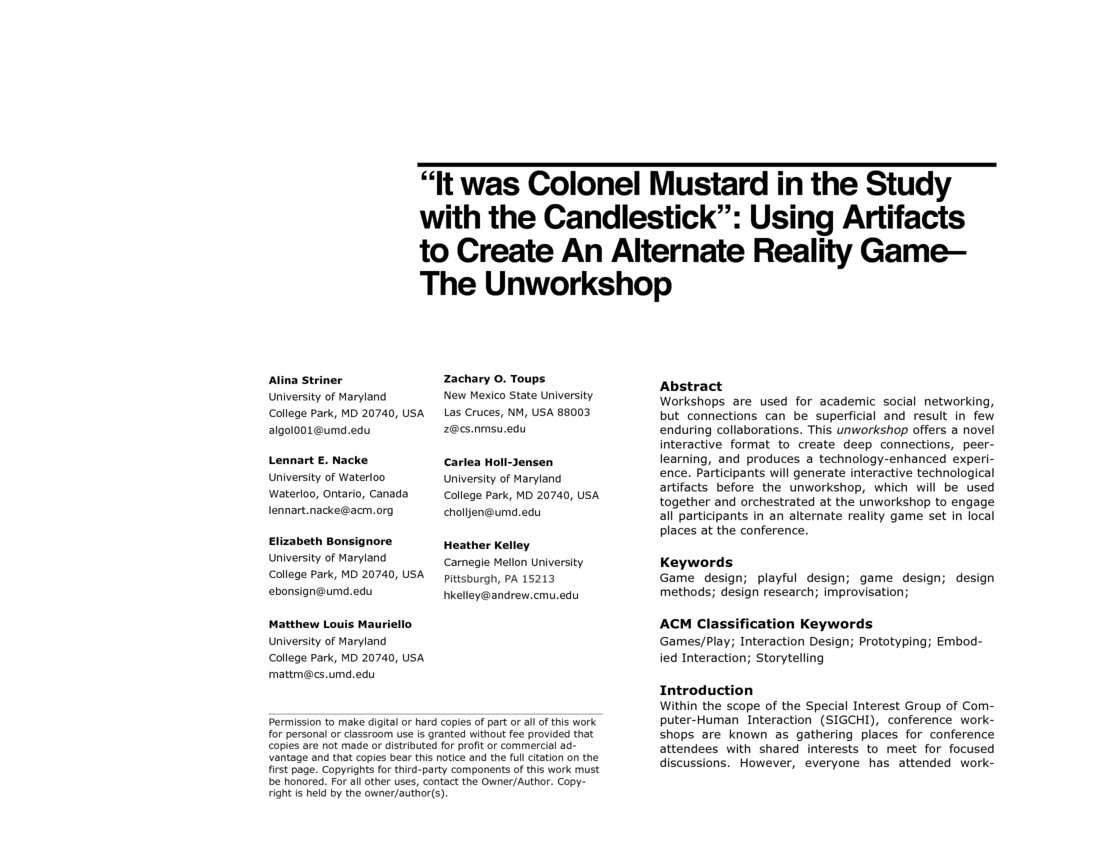 "It was Colonel Mustard in the Study with the Candlestick": Using ...
