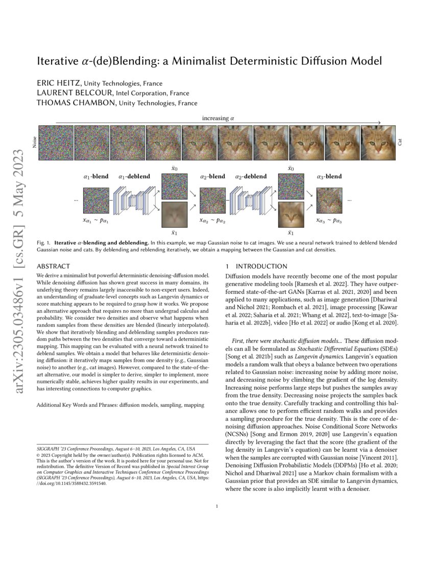 Iterative α-(de)Blending: a Minimalist Deterministic Diffusion Model | DeepAI