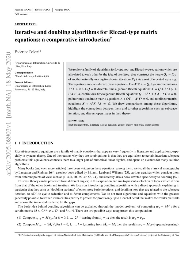 Iterative and doubling algorithms for Riccati-type matrix equations: a ...