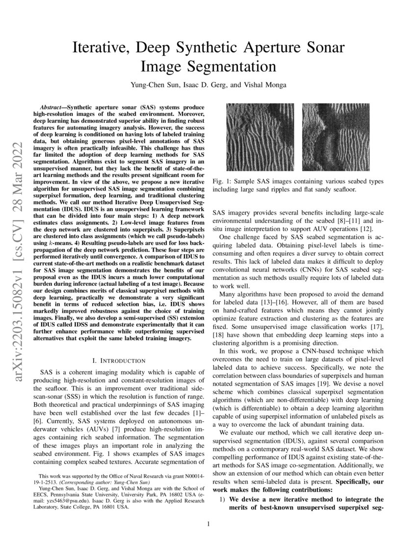 Iterative Deep Synthetic Aperture Sonar Image Segmentation Deepai