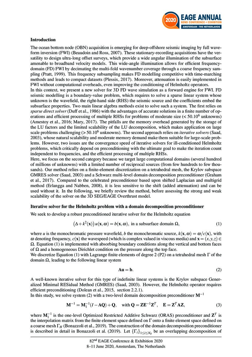Iterative frequency-domain seismic wave solvers based on multi-level ... Iterative frequency-domain seismic wave solvers based on multi-level ...
