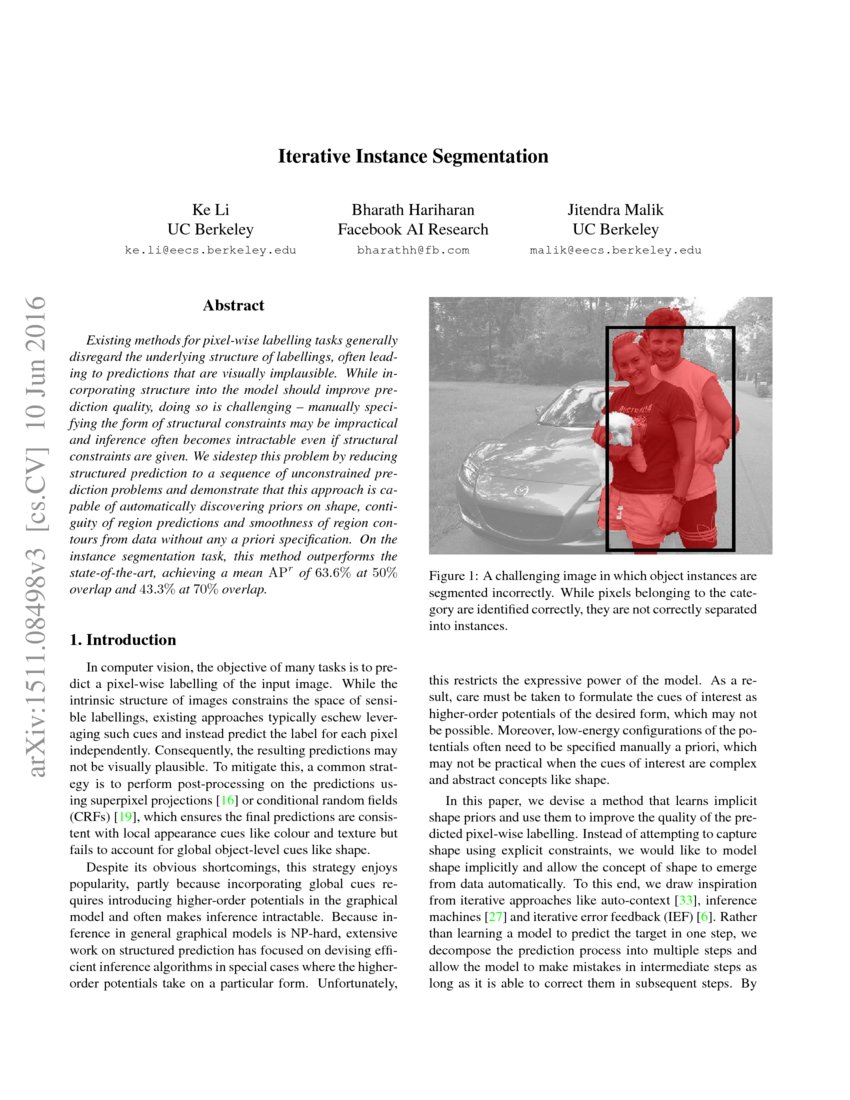Iterative Instance Segmentation | DeepAI