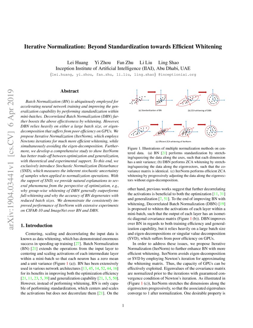 Iterative Normalization: Beyond Standardization towards Efficient ...