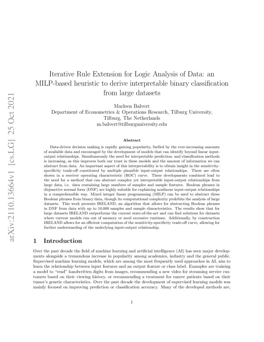 Iterative Rule Extension For Logic Analysis Of Data An Milp Based