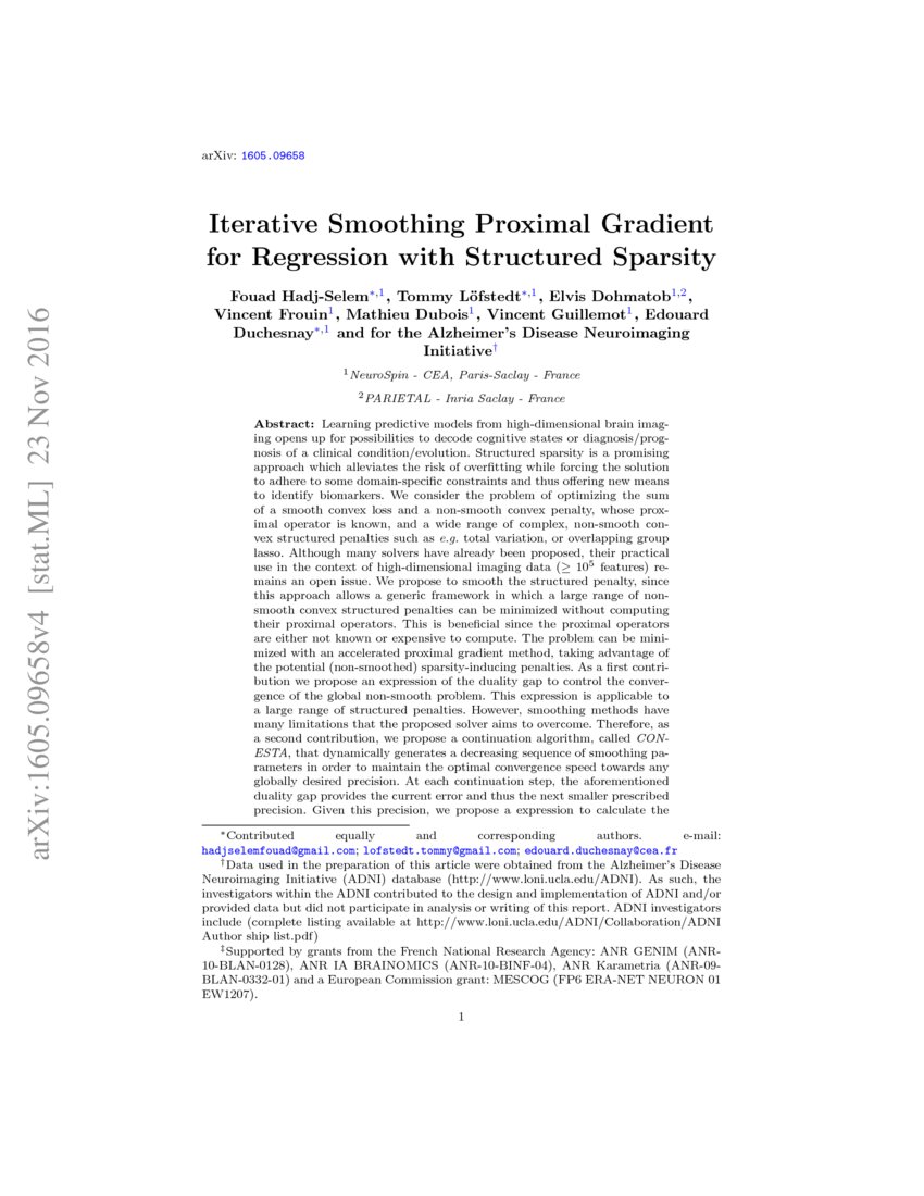 Iterative Smoothing Proximal Gradient For Regression With Structured Sparsity Deepai 