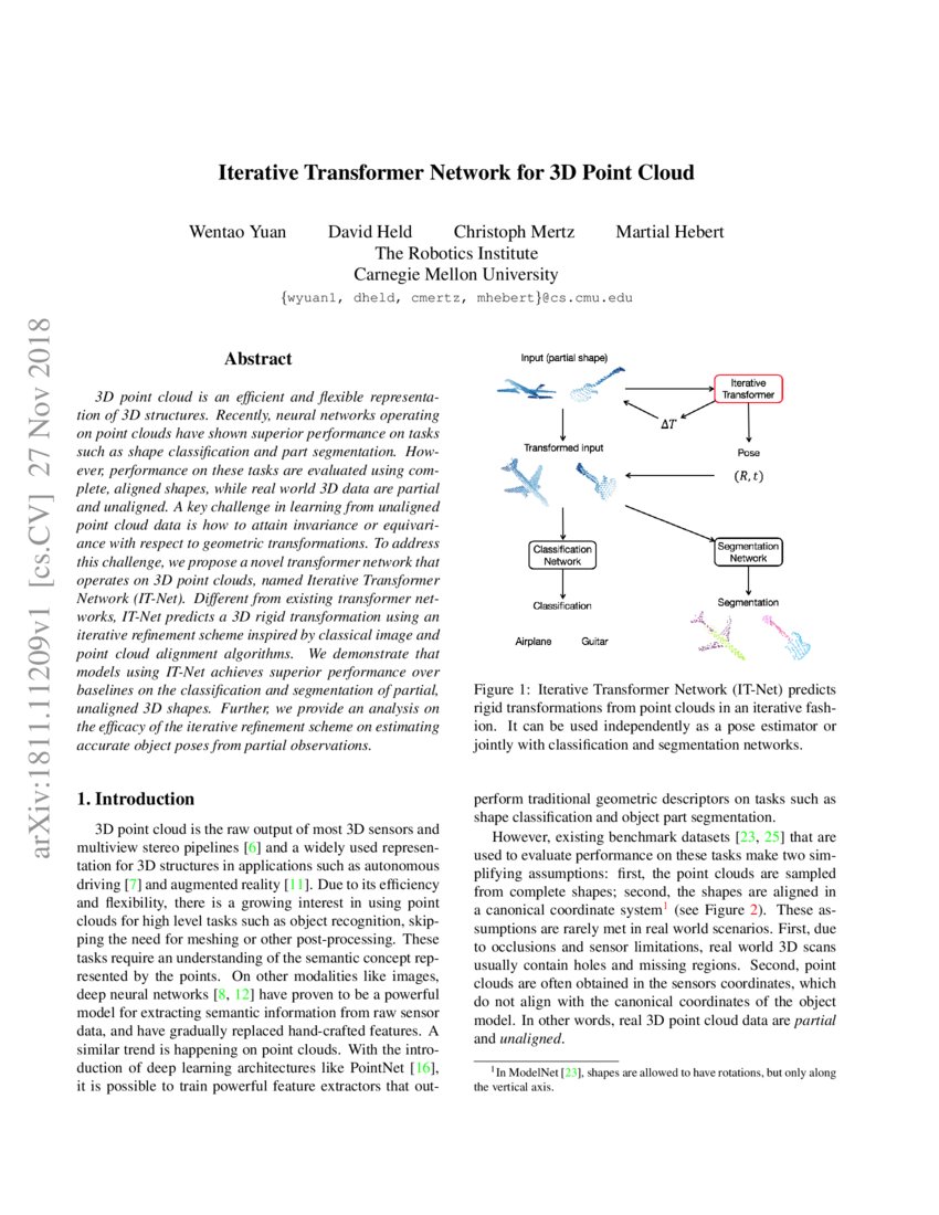 Iterative Transformer Network for 3D Point Cloud | DeepAI
