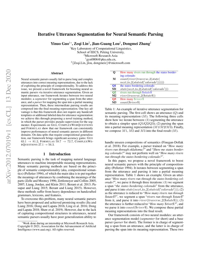Iterative Utterance Segmentation For Neural Semantic Parsing Deepai