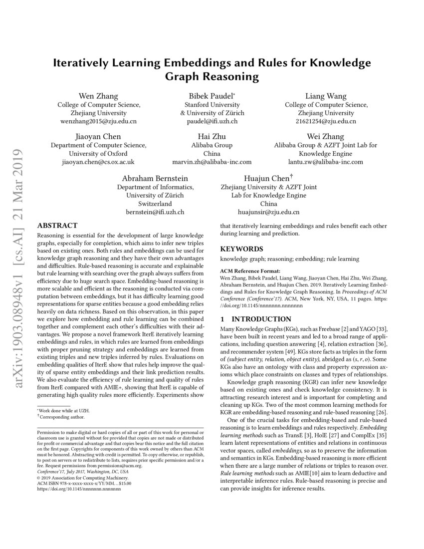 Iteratively Learning Embeddings And Rules For Knowledge Graph Reasoning Deepai