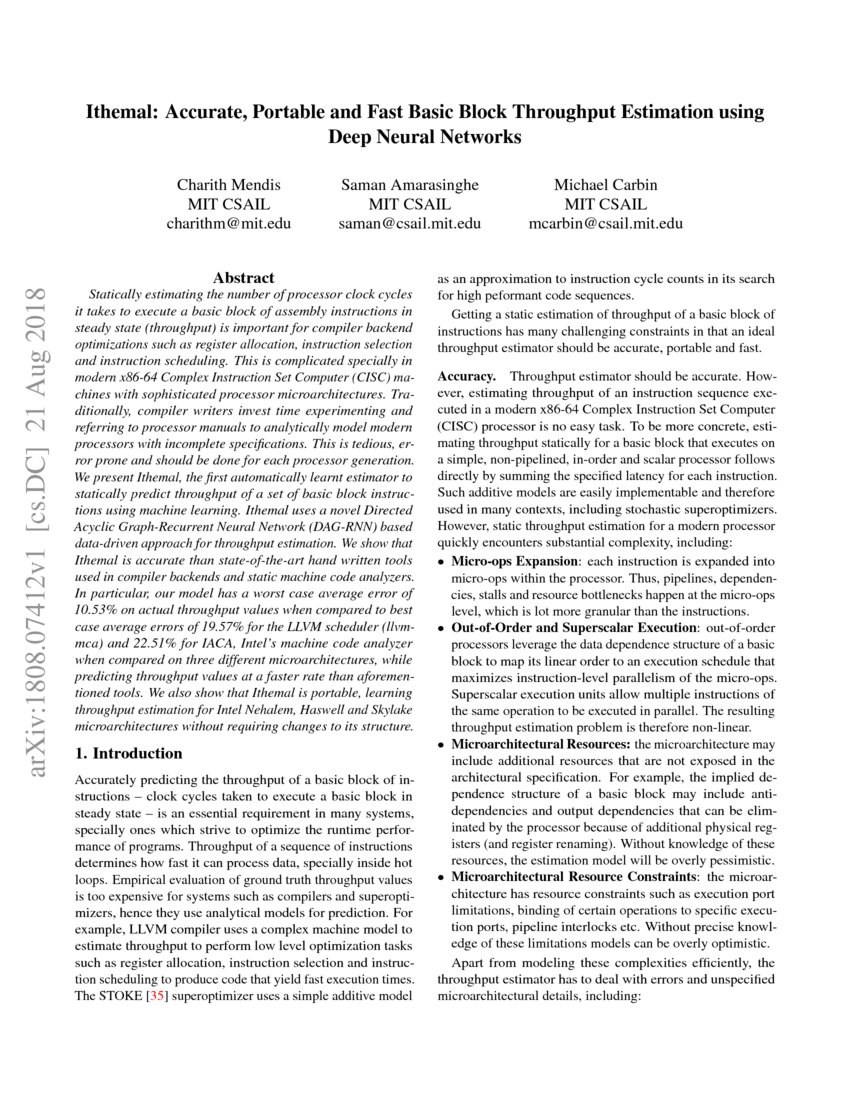 Ithemal Accurate Portable And Fast Basic Block Throughput Estimation