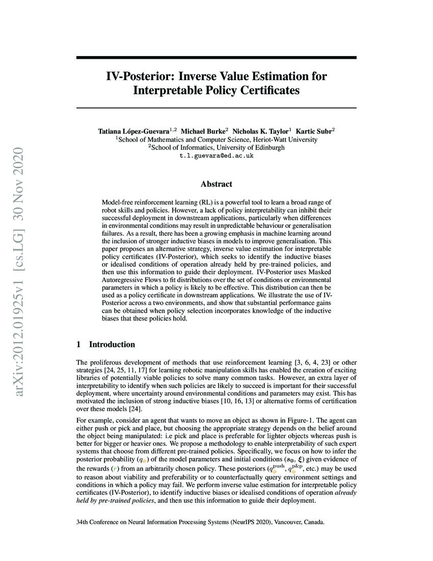 IV-Posterior: Inverse Value Estimation for Interpretable Policy ...