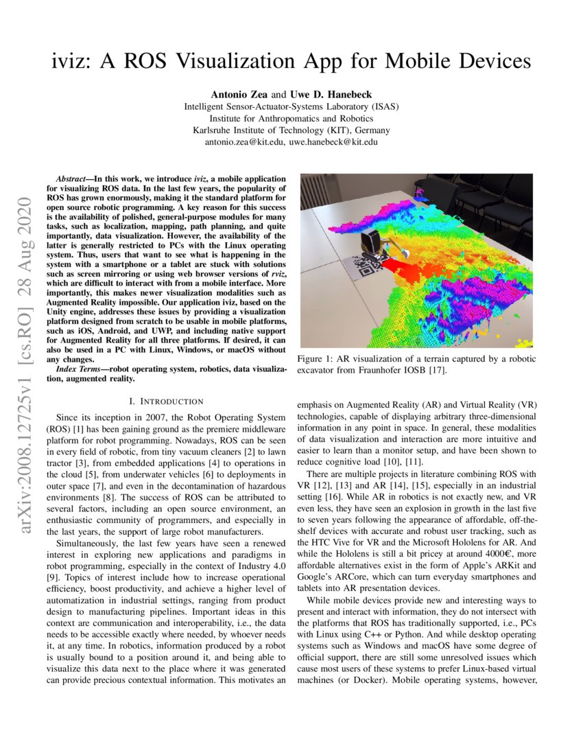 iviz: A ROS Visualization App for Mobile Devices | DeepAI