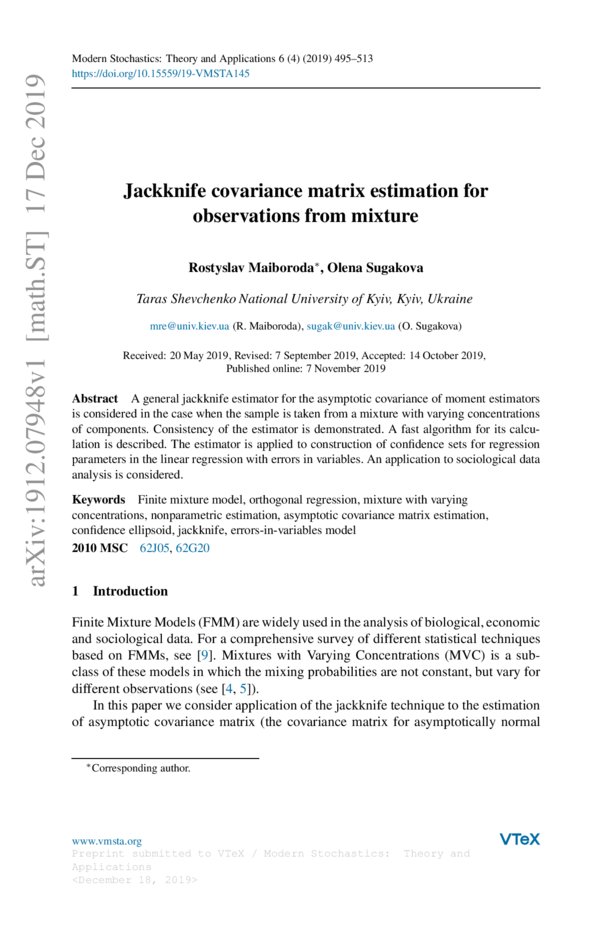 Jackknife covariance matrix estimation for observations from mixture ...