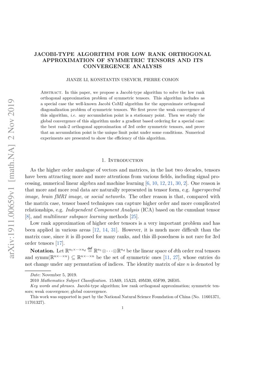 Jacobi Type Algorithm For Low Rank Orthogonal Approximation Of Symmetric Tensors And Its