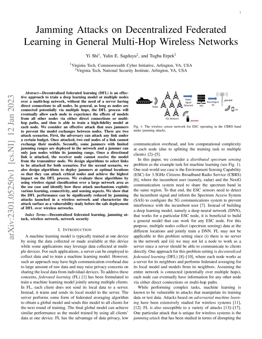 Jamming Attacks On Decentralized Federated Learning In General Multi