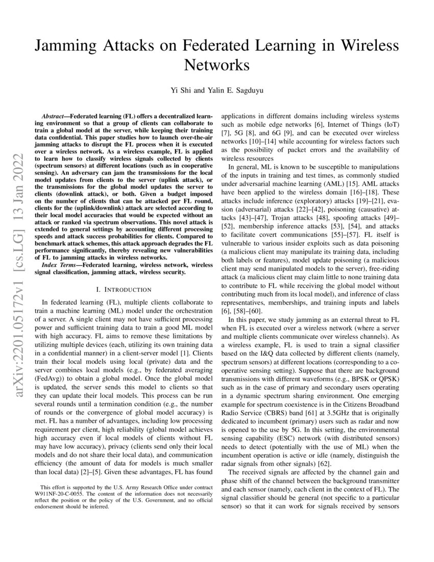 Jamming Attacks On Federated Learning In Wireless Networks Deepai