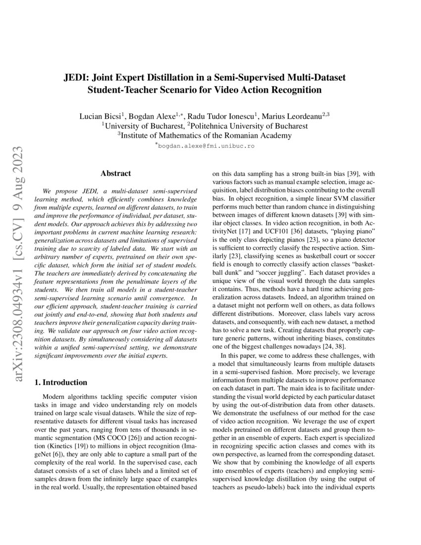 JEDI: Joint Expert Distillation in a Semi-Supervised Multi-Dataset Student-Teacher Scenario for ...