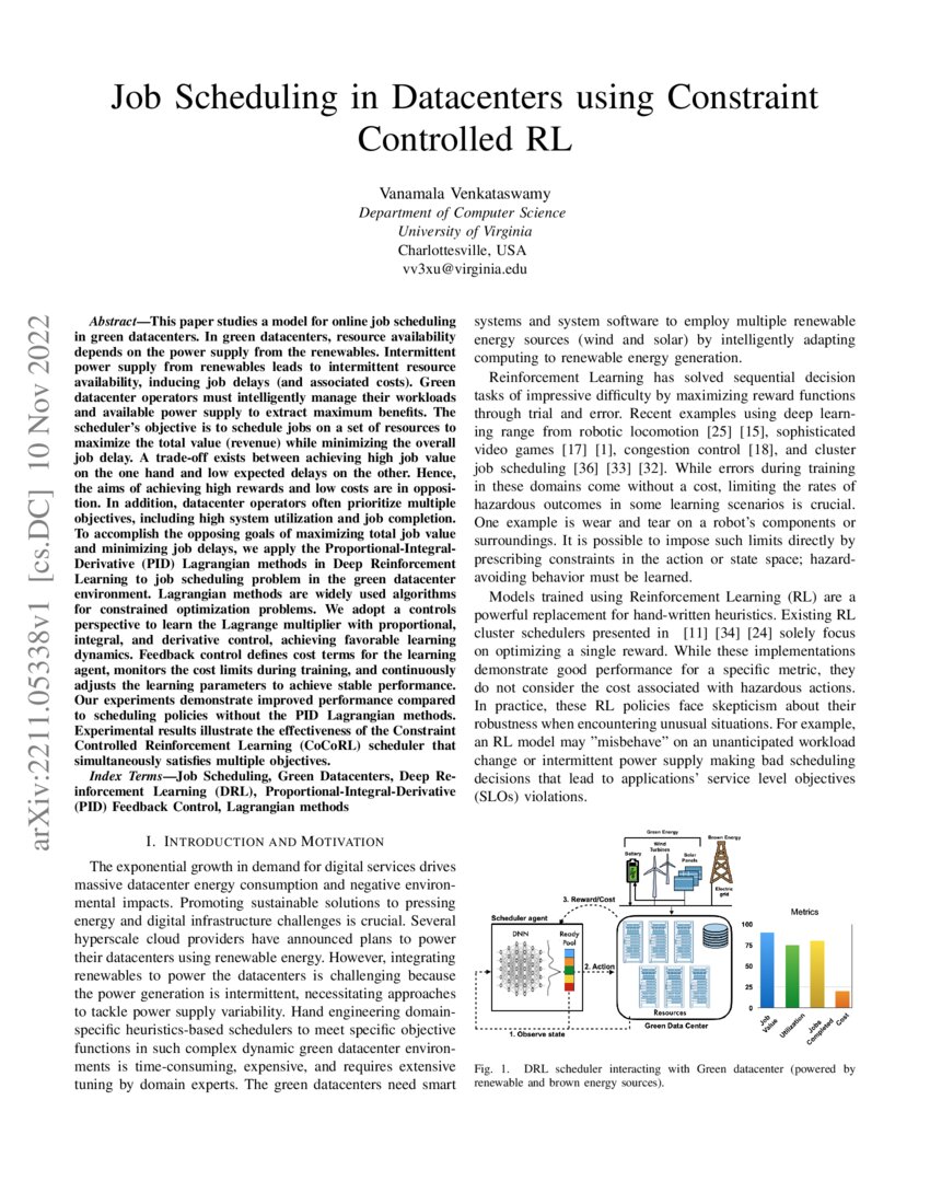 Job Scheduling In Datacenters Using Constraint Controlled Rl Deepai