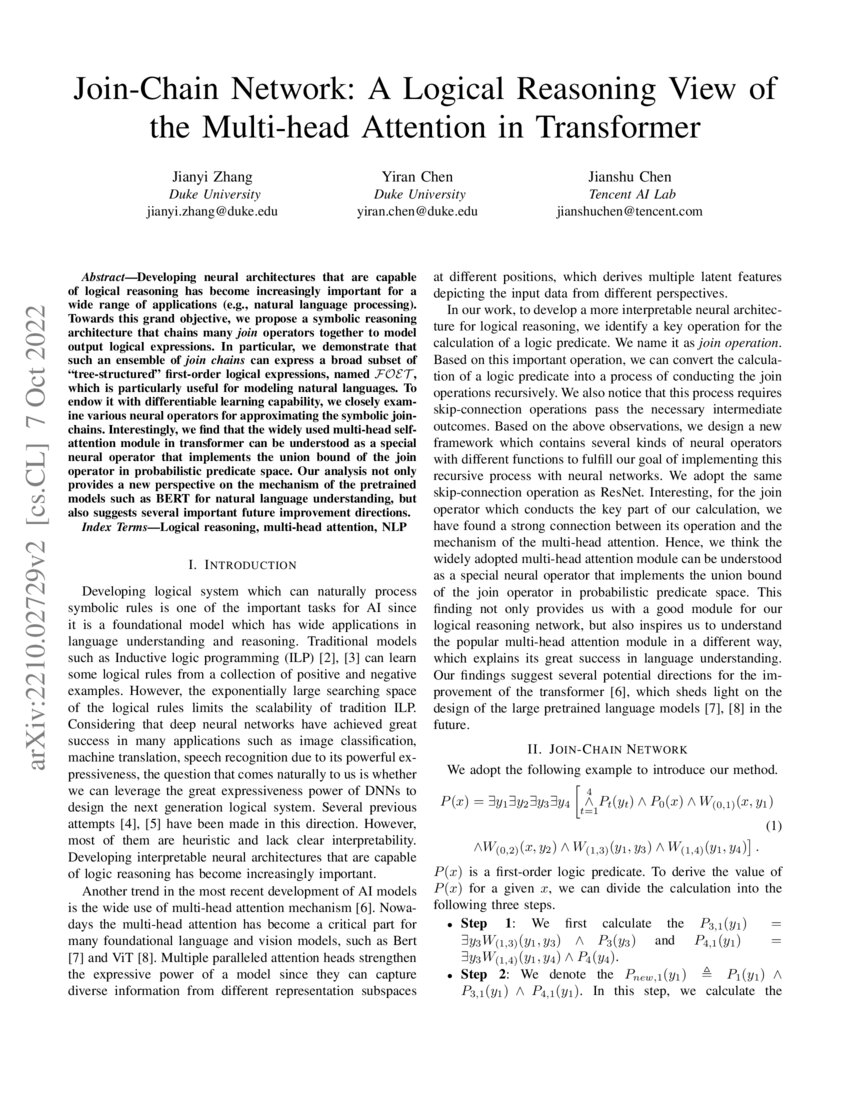 Join-Chain Network: A Logical Reasoning View of the Multi-head ...