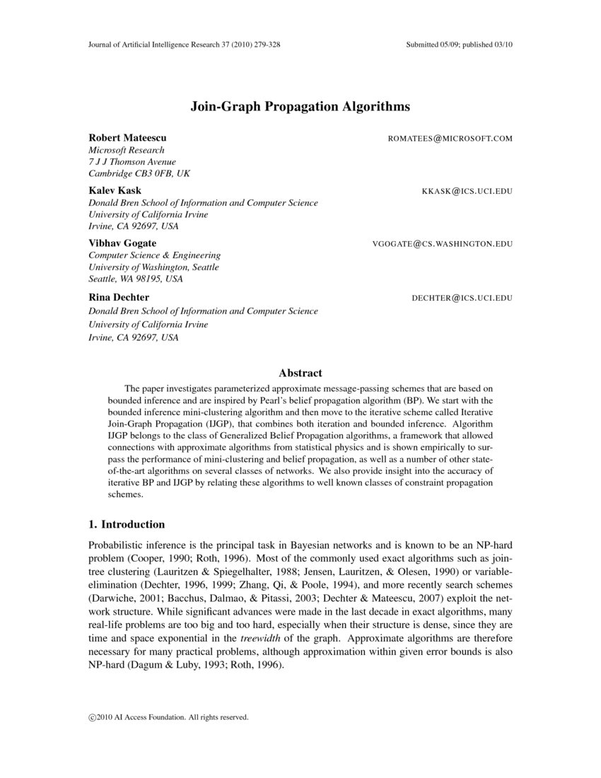 Join-Graph Propagation Algorithms | DeepAI