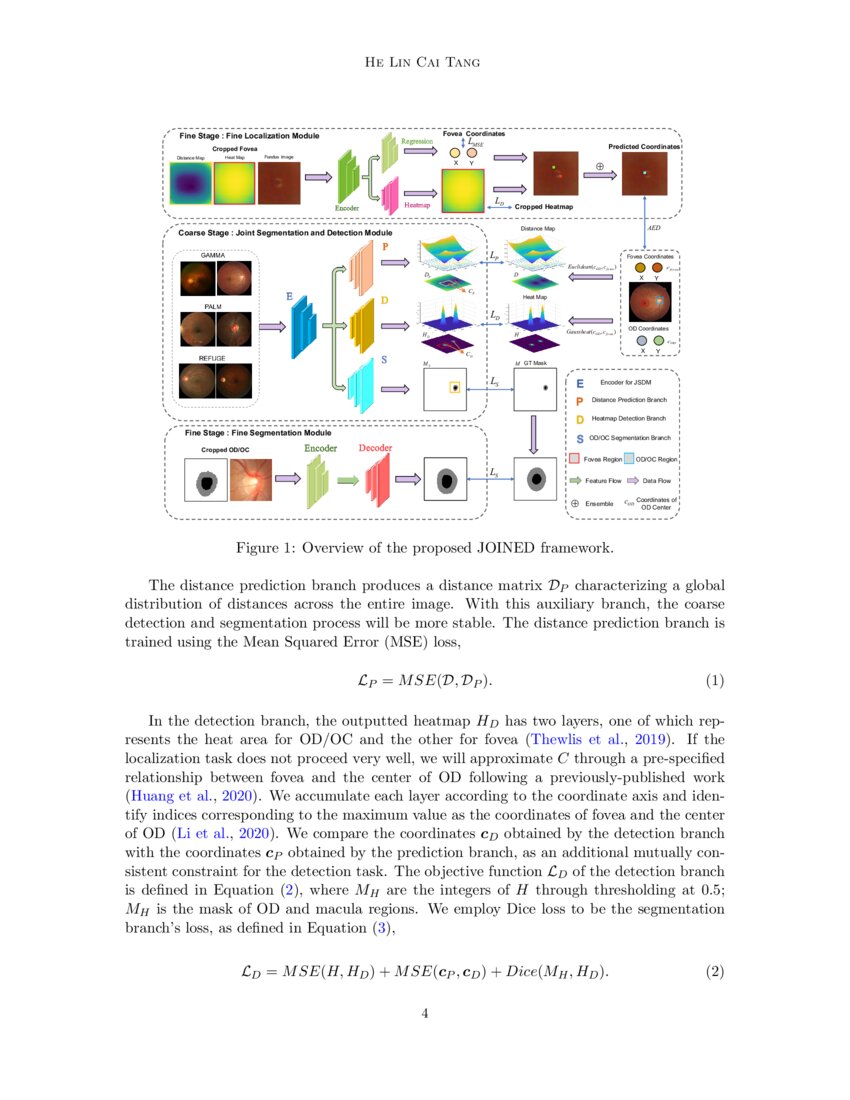 JOINED : Prior Guided Multi-task Learning for Joint Optic Disc/Cup Segmentation and Fovea ...