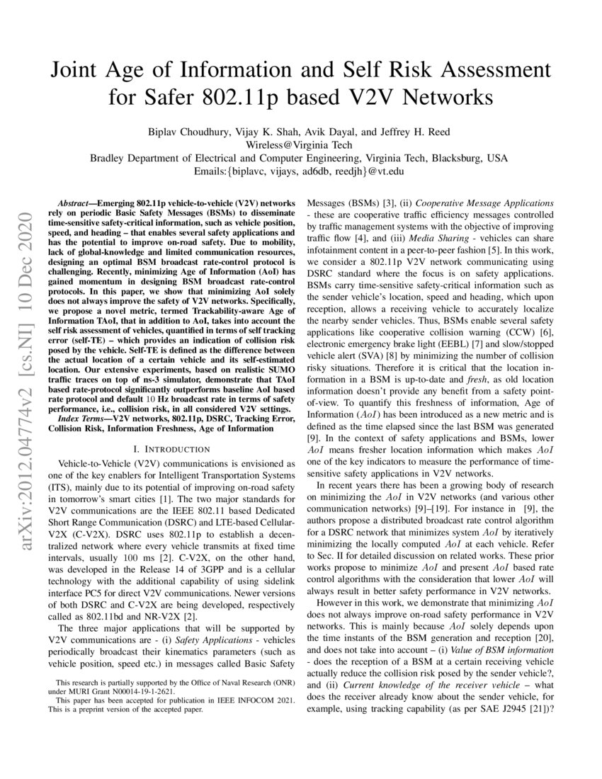 Joint Age Of Information And Self Risk Assessment For Safer 802 11p