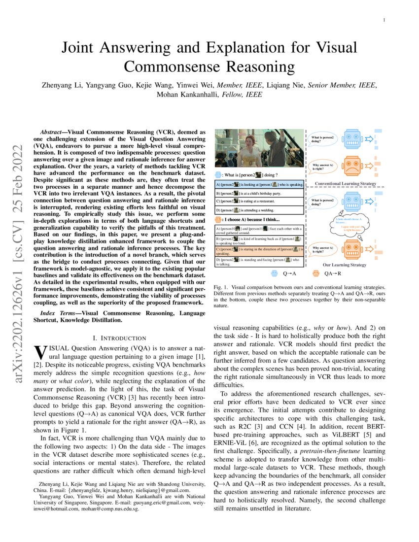 Joint Answering And Explanation For Visual Commonsense Reasoning Deepai