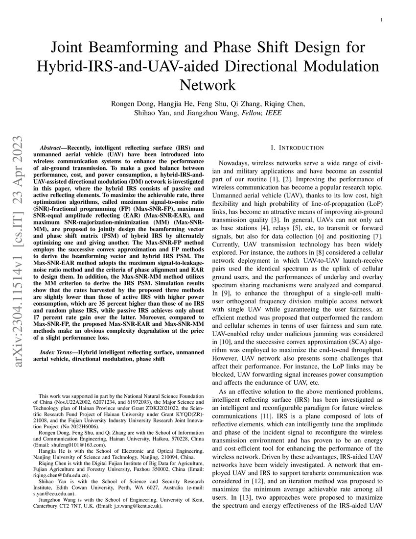 Joint Beamforming And Phase Shift Design For Hybrid Irs And Uav Aided Directional Modulation 