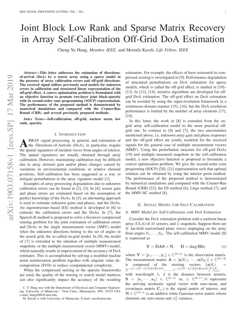 Joint Block Low Rank And Sparse Matrix Recovery In Array Self Calibration Off Grid Doa 6130