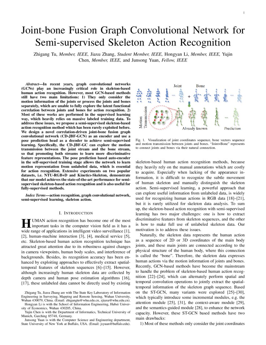 Joint Bone Fusion Graph Convolutional Network For Semi Supervised