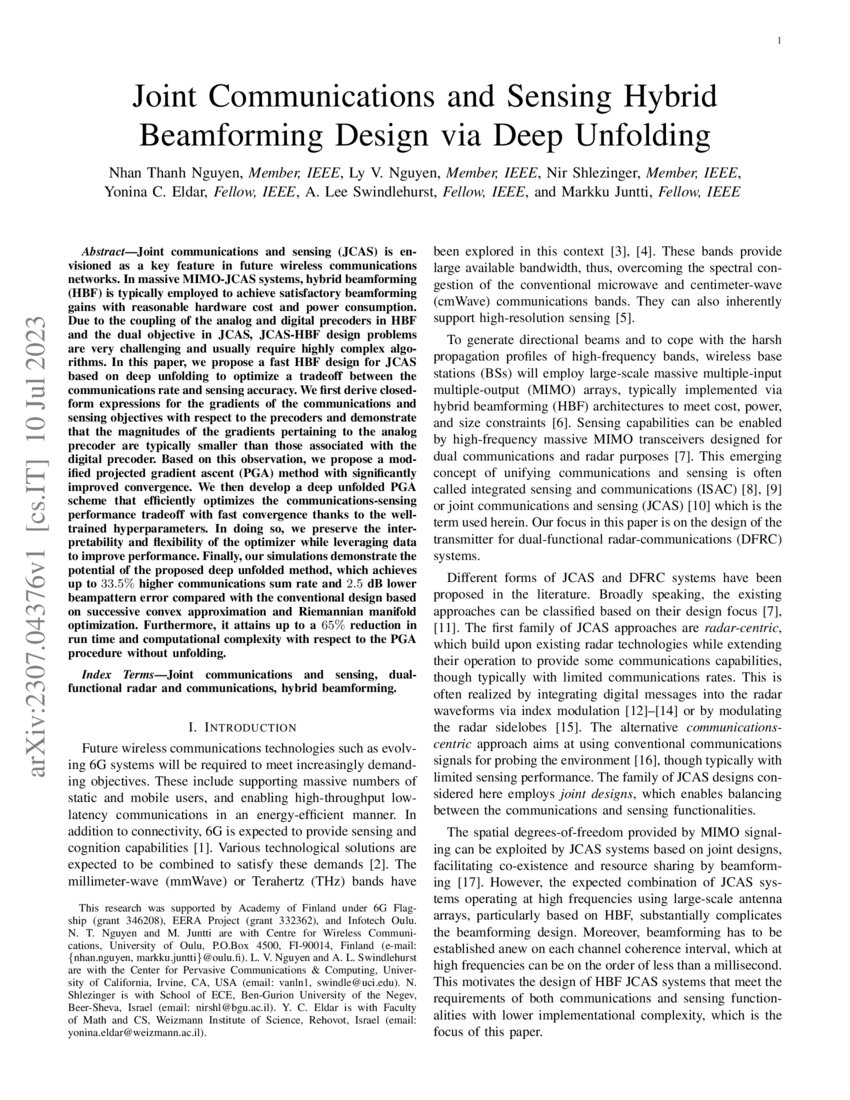 Joint Communications And Sensing Hybrid Beamforming Design Via Deep Unfolding Deepai