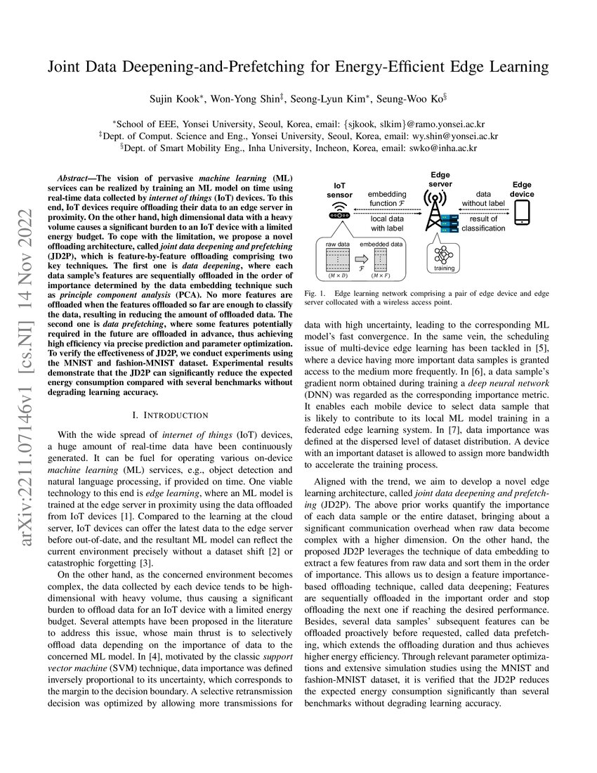 Joint Data Deepening And Prefetching For Energy Efficient Edge Learning Deepai